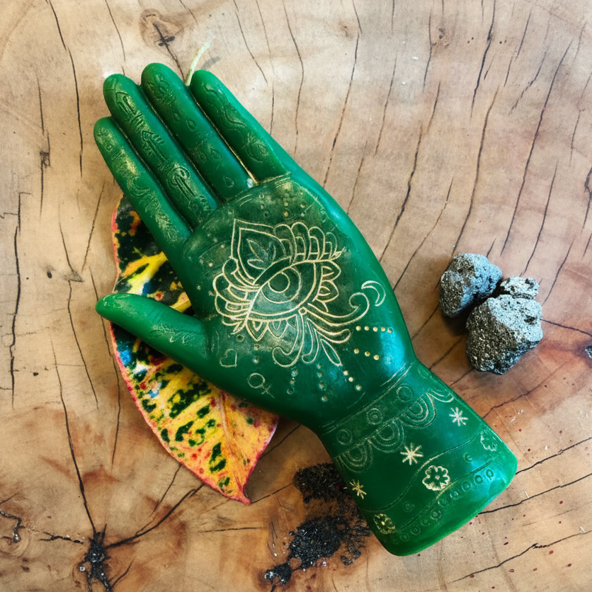 Helping Hand Candle Green – Smudge Metaphysical Spiritual Boutique